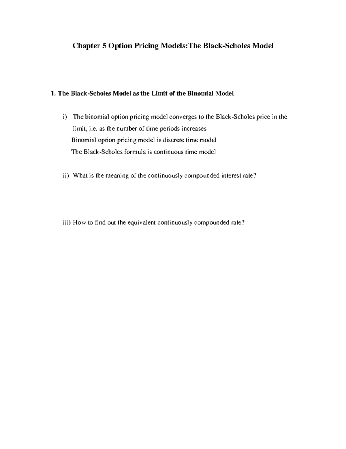 Chapter 5 Option Pricing Models - Chapter 5 Option Pricing Models:The ...