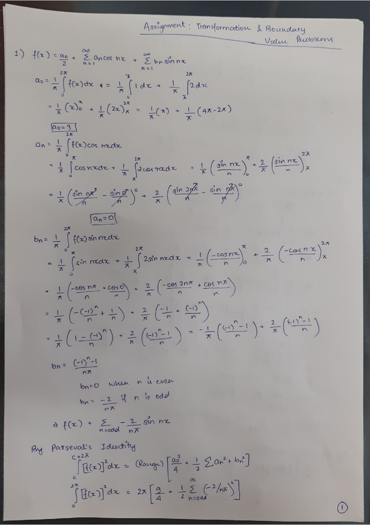 Akrity madhukar - Assignment - Assignment : Transformation & Boundary Value Problems as 1.) f(x ...
