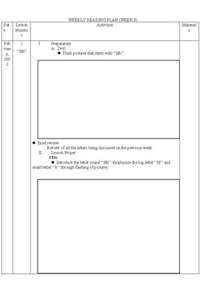 Weekly Reading PLAN (WEEK 1) March - WEEKLY READING PLAN (MARCH WEEK 1 ...