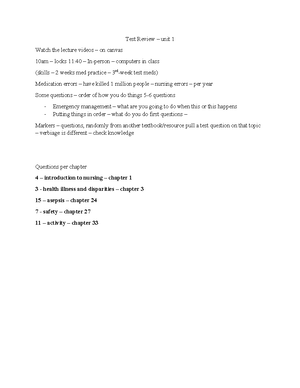 Unit 4 exam study guide - Exam #4 Study Guide Nutrition – 17Q o Chapter ...
