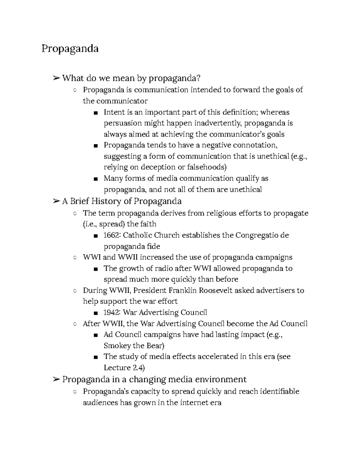 Comm 1500 Lecture Notes 2.7 - Propaganda What do we mean by propaganda ...