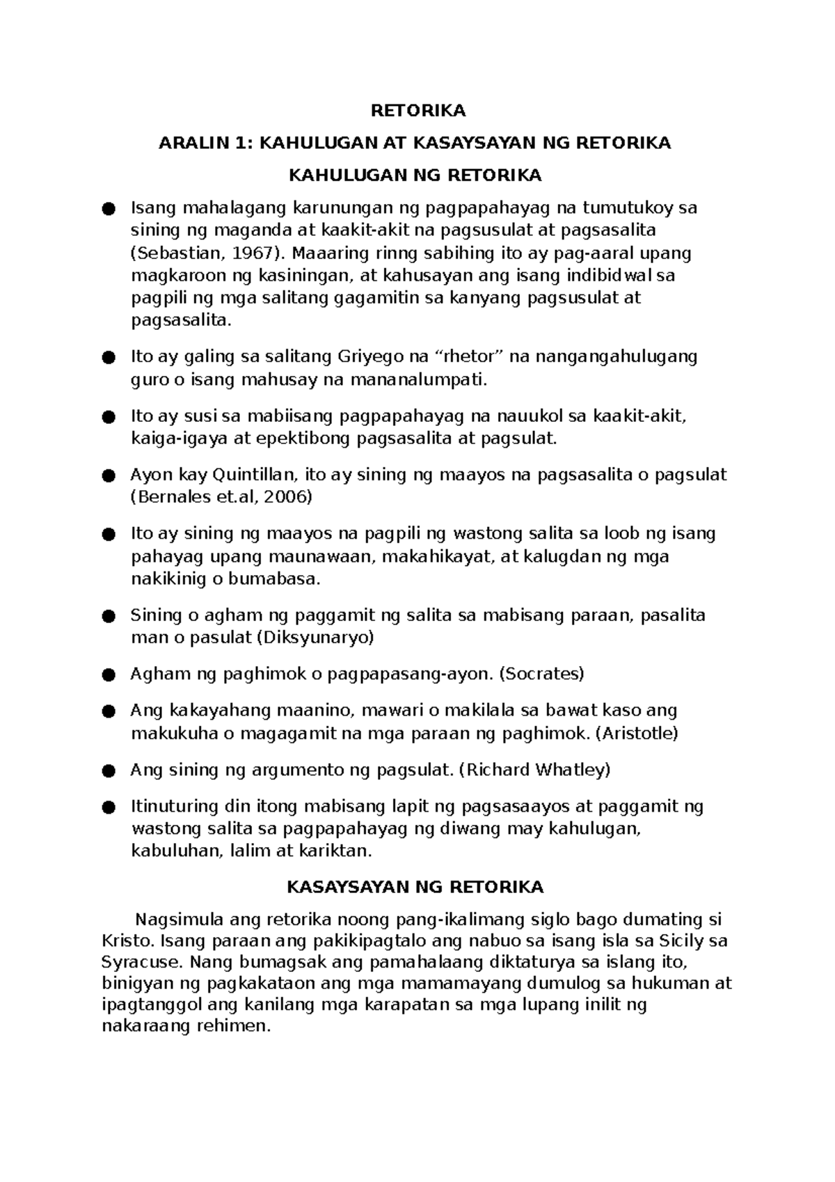 Retorika-reviewer - retorika midterms reviewer - RETORIKA ARALIN 1 ...