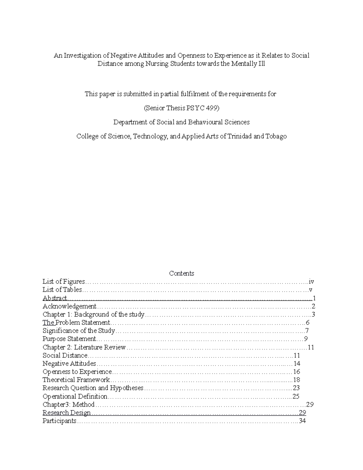 Final Thesis Paper Word - An Investigation of Negative Attitudes and ...