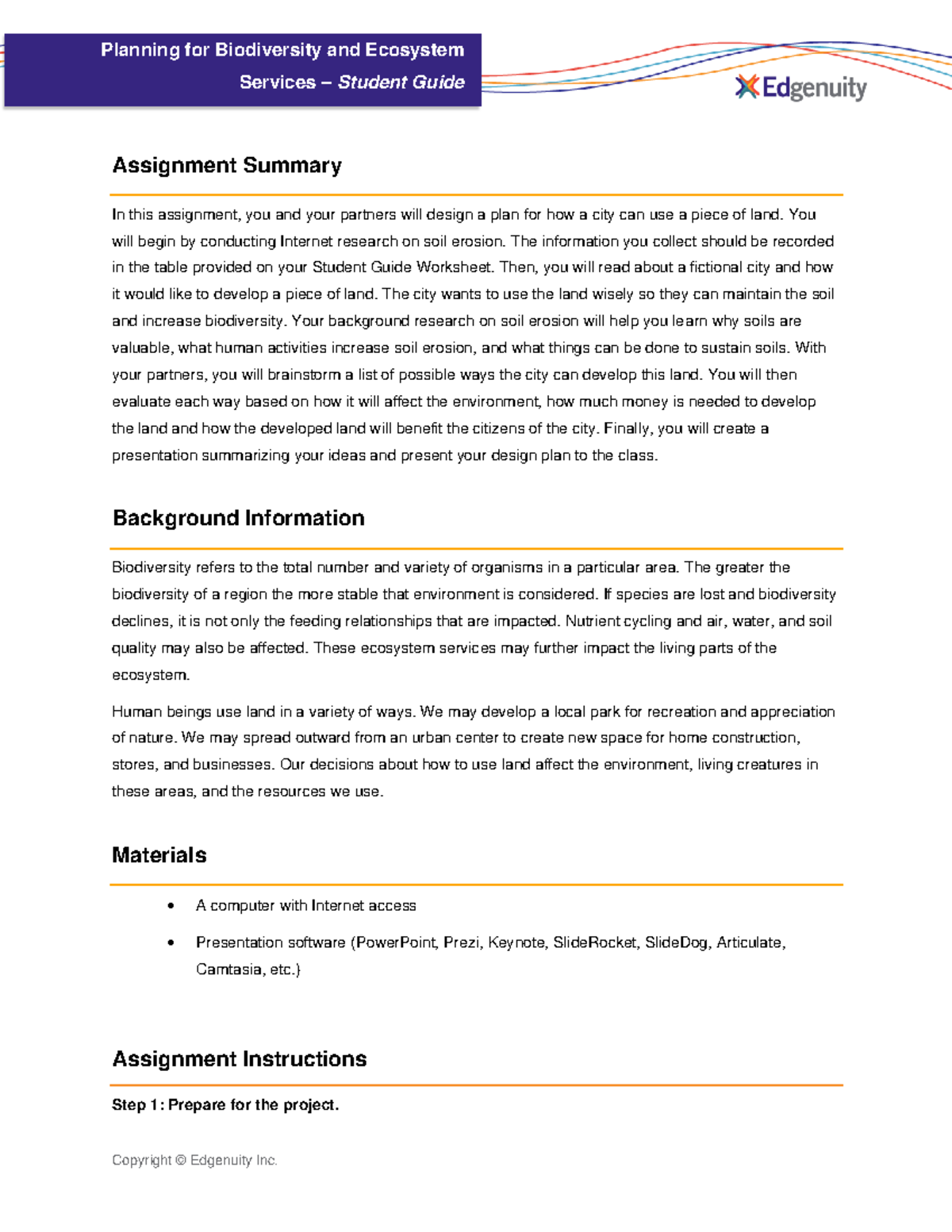 Biodiversity project - Bio - Planning for Biodiversity and Ecosystem ...