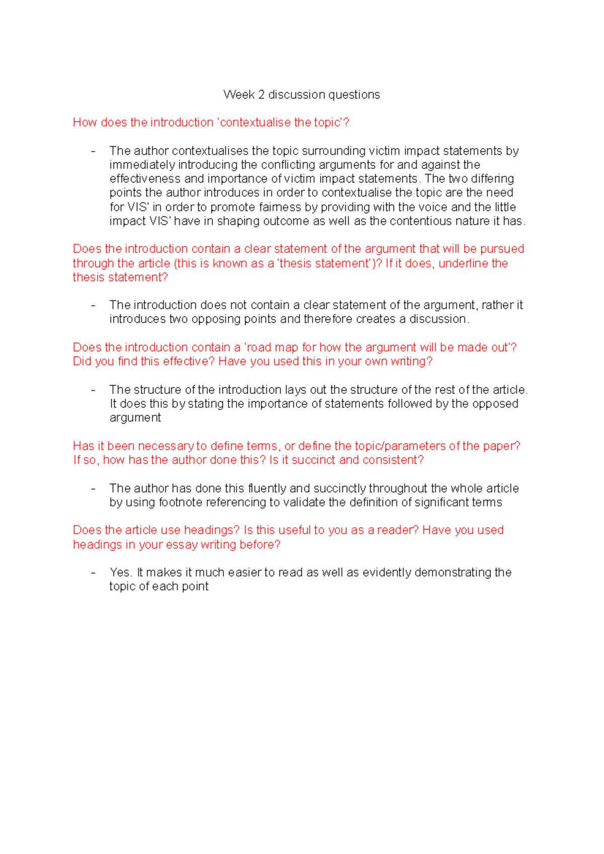 Week 2 discussion questions - Week 2 discussion questions How does the ...