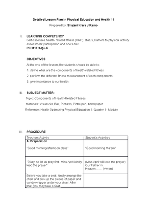 Body Composition (BMI) - MODULE 4 Week 4 1. Subject: Physical Education ...
