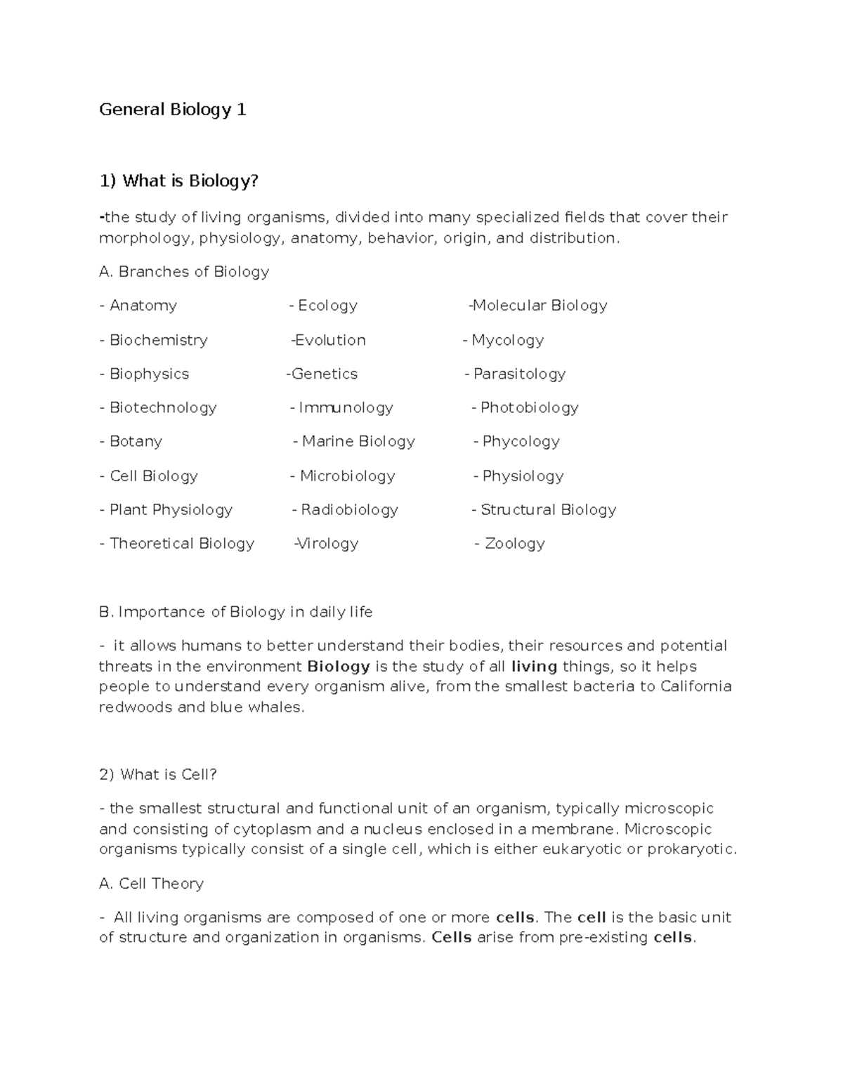 Gen biology 1 For OED General Biology 1 1 What Is Biology The