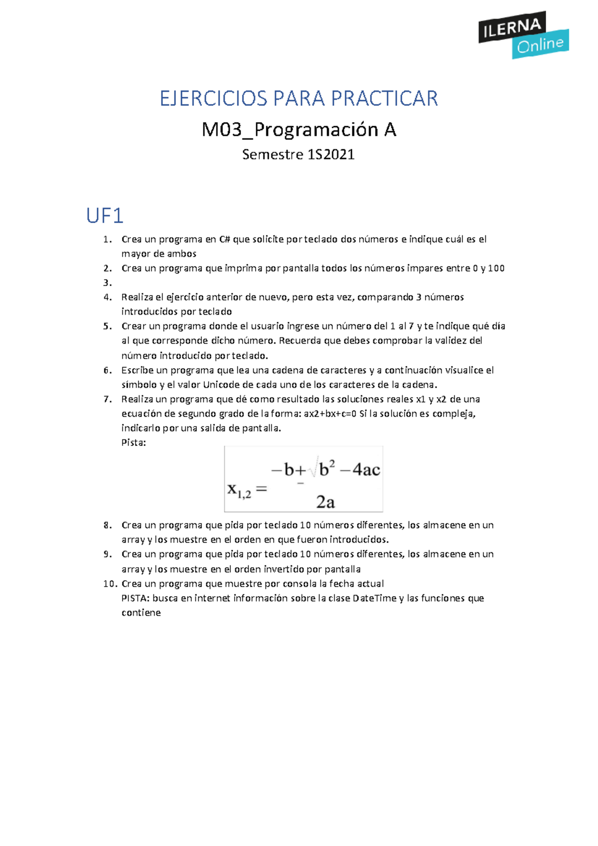 M03A UF1 ejercicios propuestos (1) Discord - EJERCICIOS PARA PRACTICAR ...