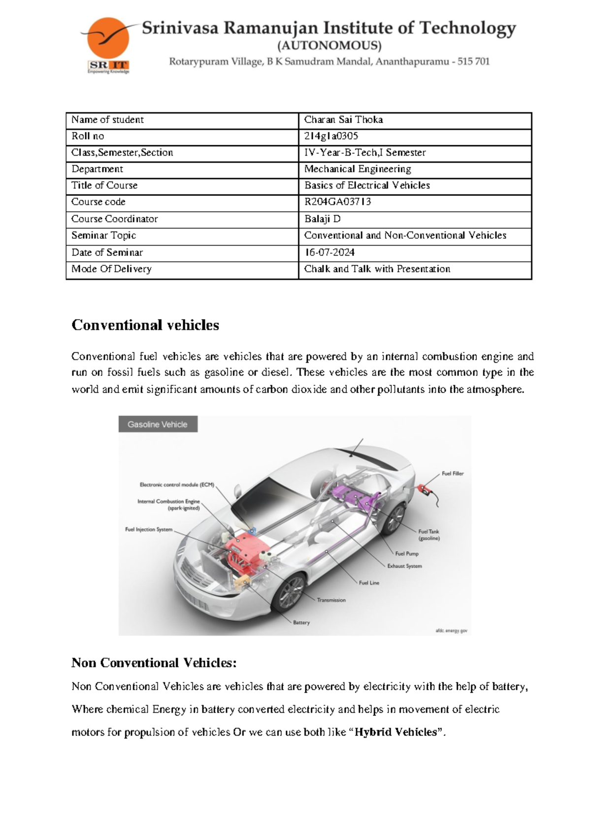 Conventional And Non Conventional Vehicles - Conventional vehicles ...