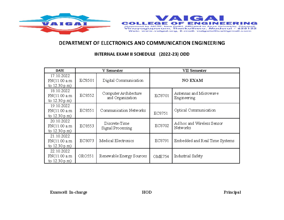 Examscheule (1) - MMMMMMMMMMMMMMMMMM - DEPARTMENT OF ELECTRONICS AND ...