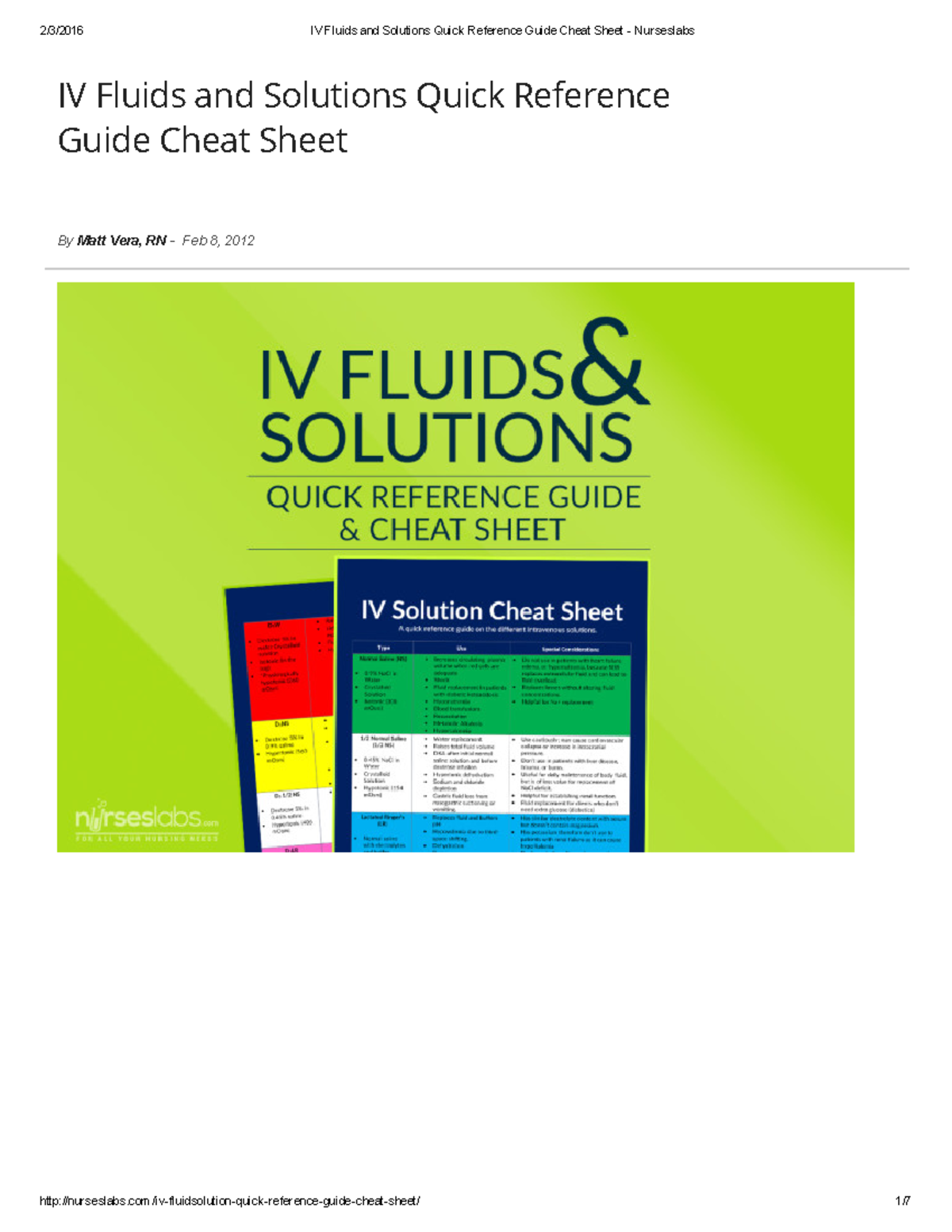 iv fluid management for students - IV Fluids and Solutions Quick ...