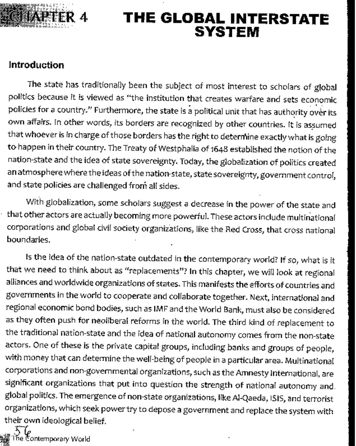 C. W. CHAP. 4 Last Chap - LESSON MATERIAL 4 - CHAPTER 4 THE GLOBAL ...