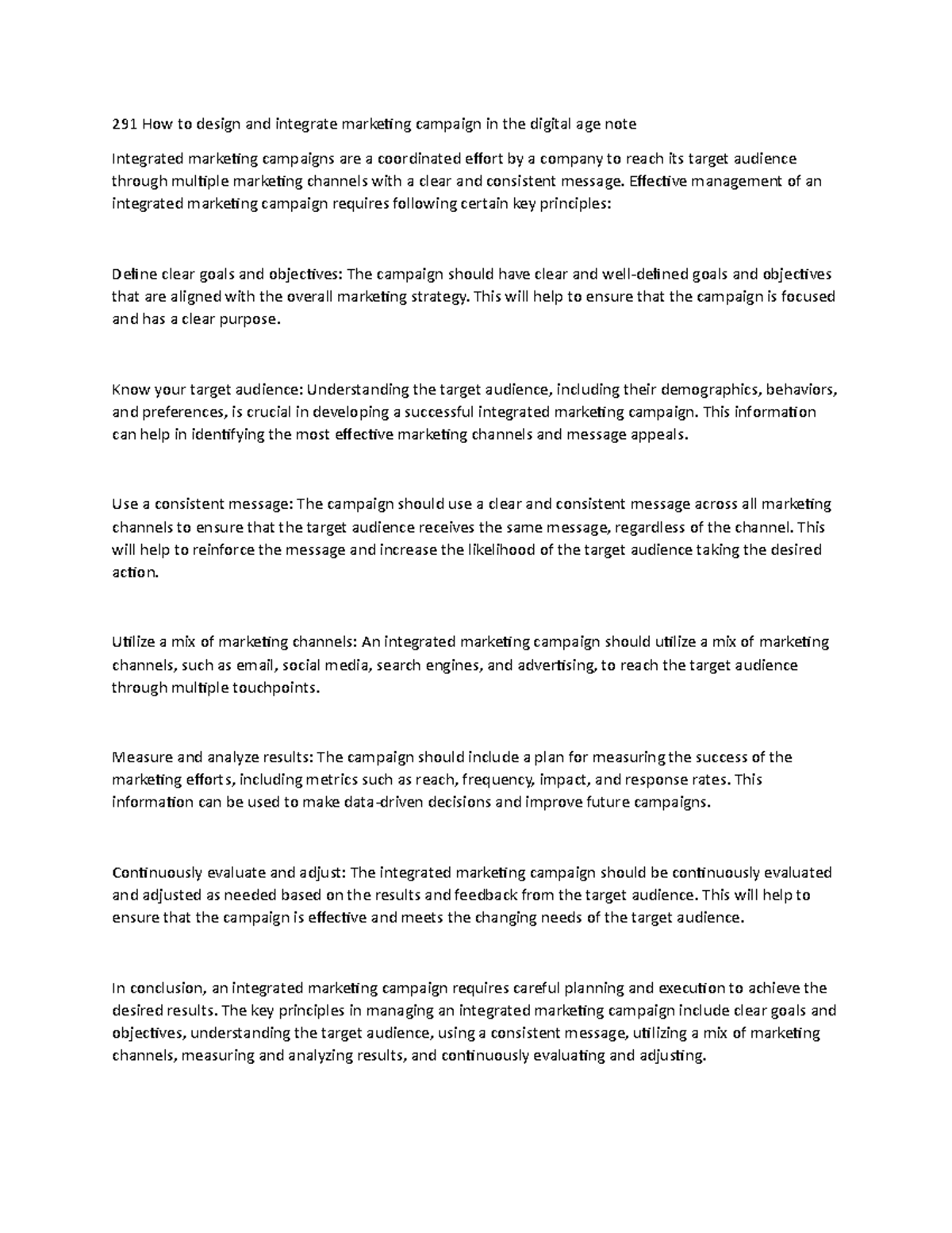 291 How to design and integrate marketing campaign in the digital age ...