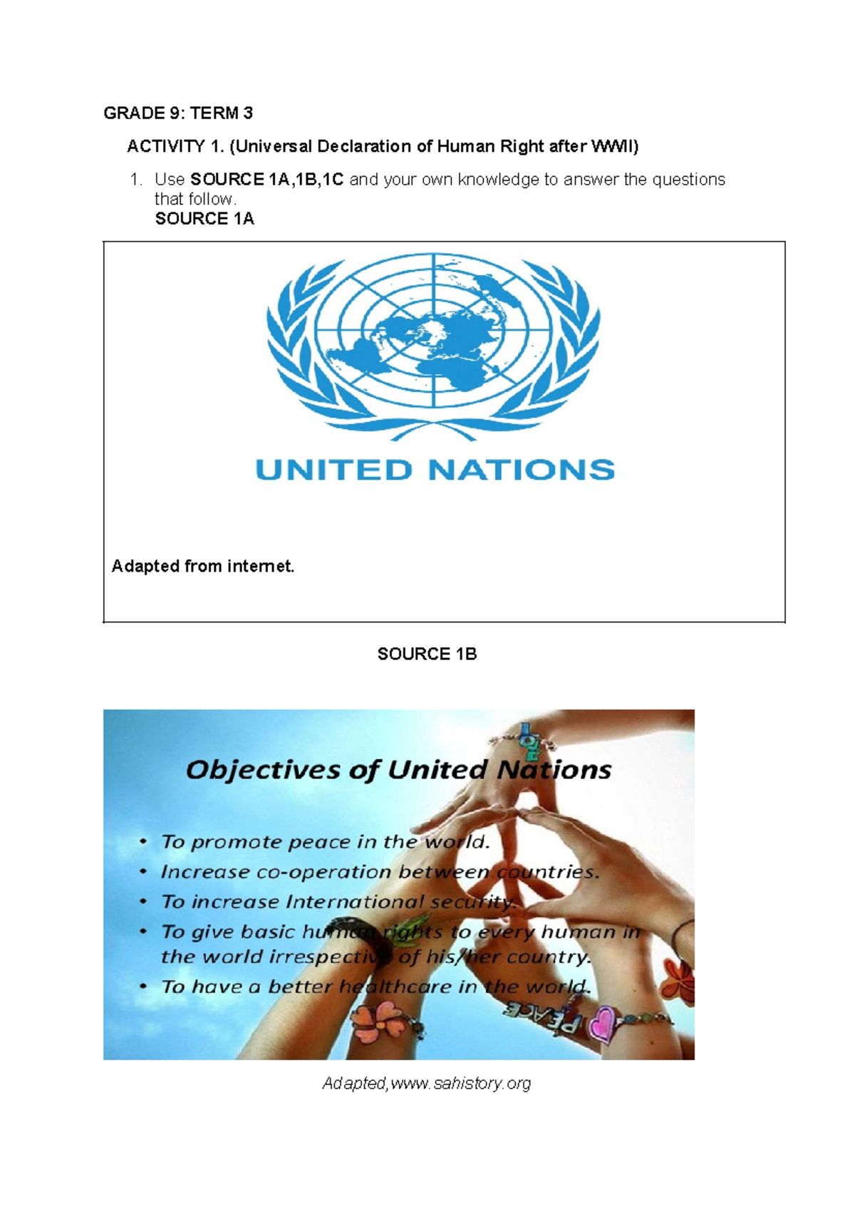 2024 T3 GRD 9 HIS T3 Worksheets - GRADE 9: TERM 3 ACTIVITY 1 ...