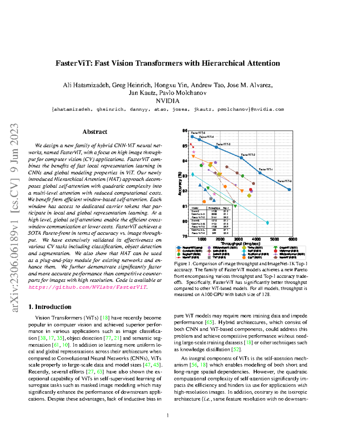 Faster Vi T - Fast Vision Transformers with Hierarchical Attention - FasterViT: Fast Vision ...