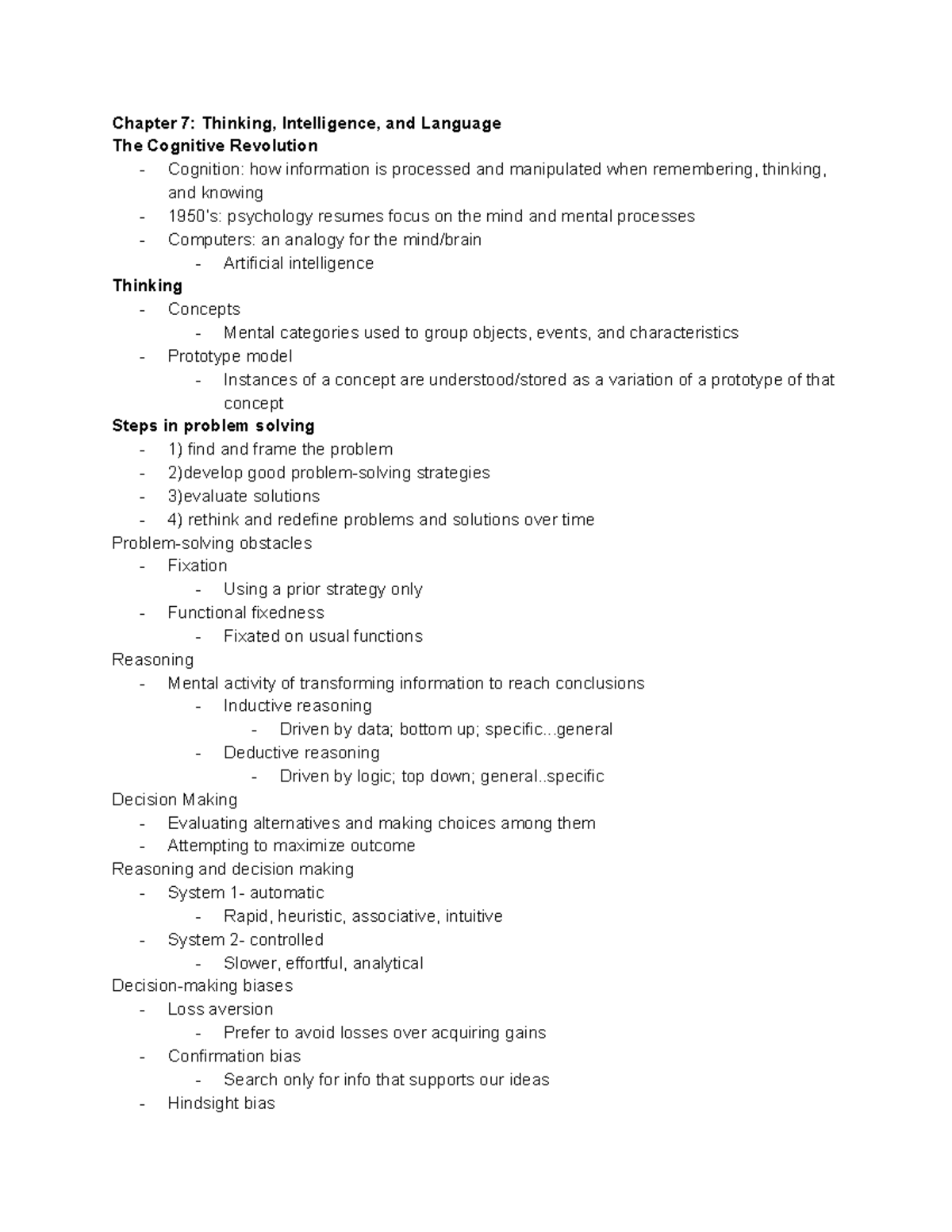 Chapter 7 psych - Thinking, Intelligence, and Language - Chapter 7 ...