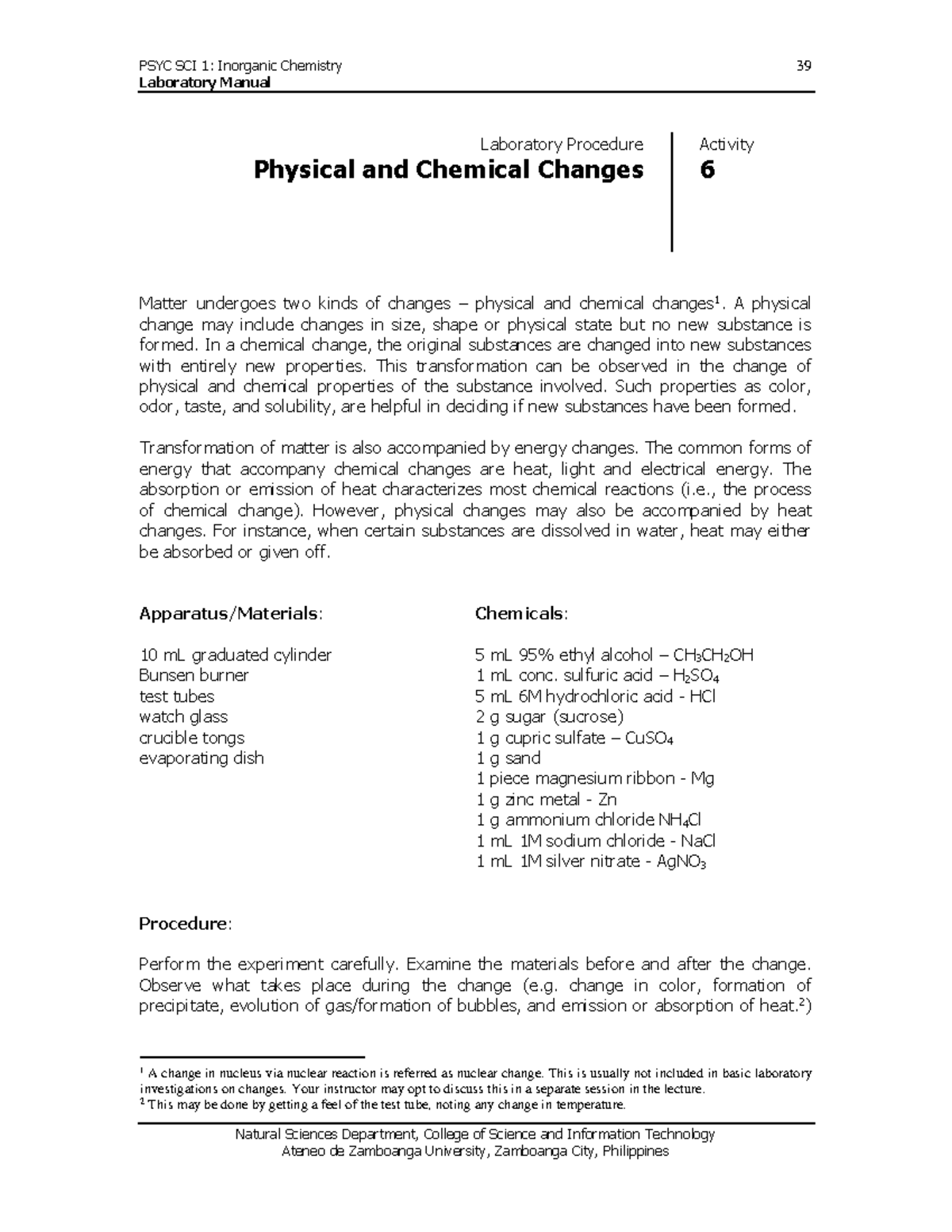 BL Inorg Chem Activity 6 Physical Chemical Changes - Industrial ...