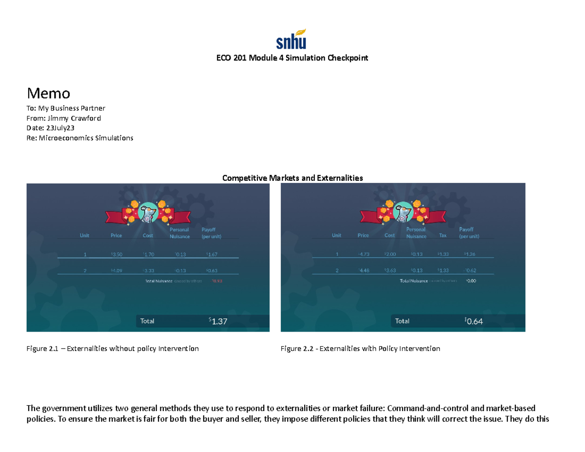 ECO 201 Module 4 Simulation Checkpoint - ECO 201 Module 4 Simulation ...