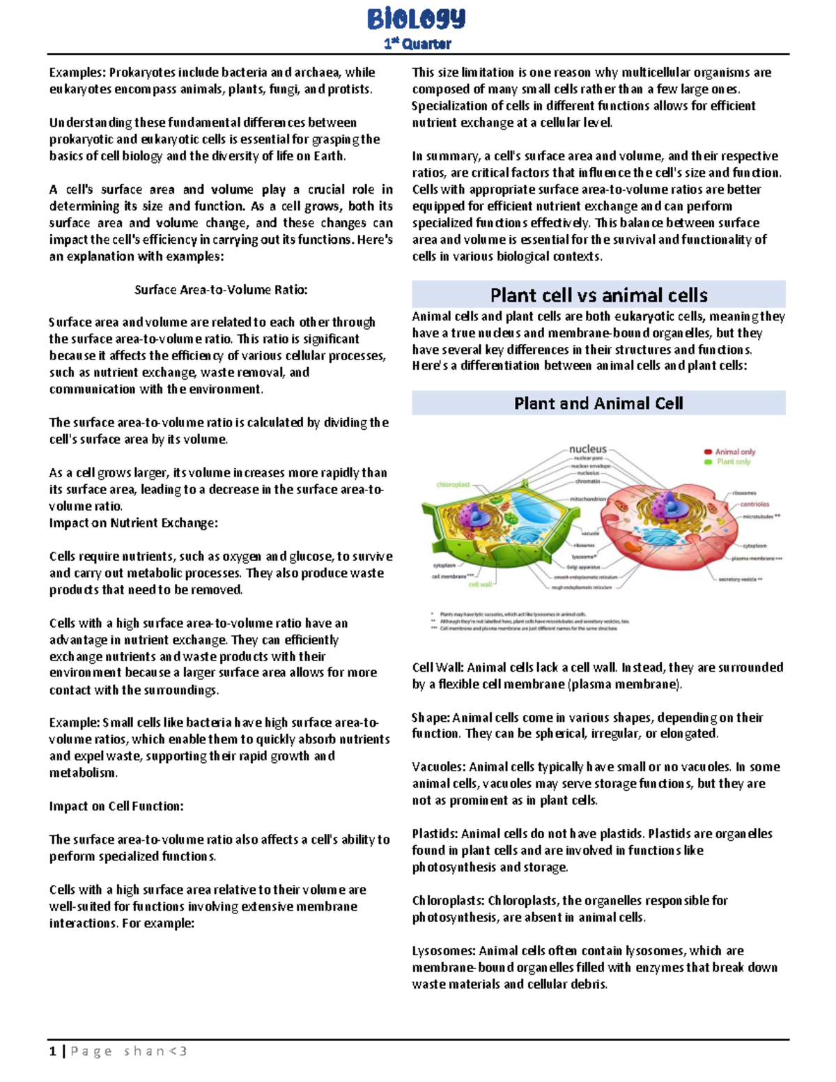 Bio-2 Lecture Senior High School - Biology 1 st Quarter 1 | P a g e s h a n