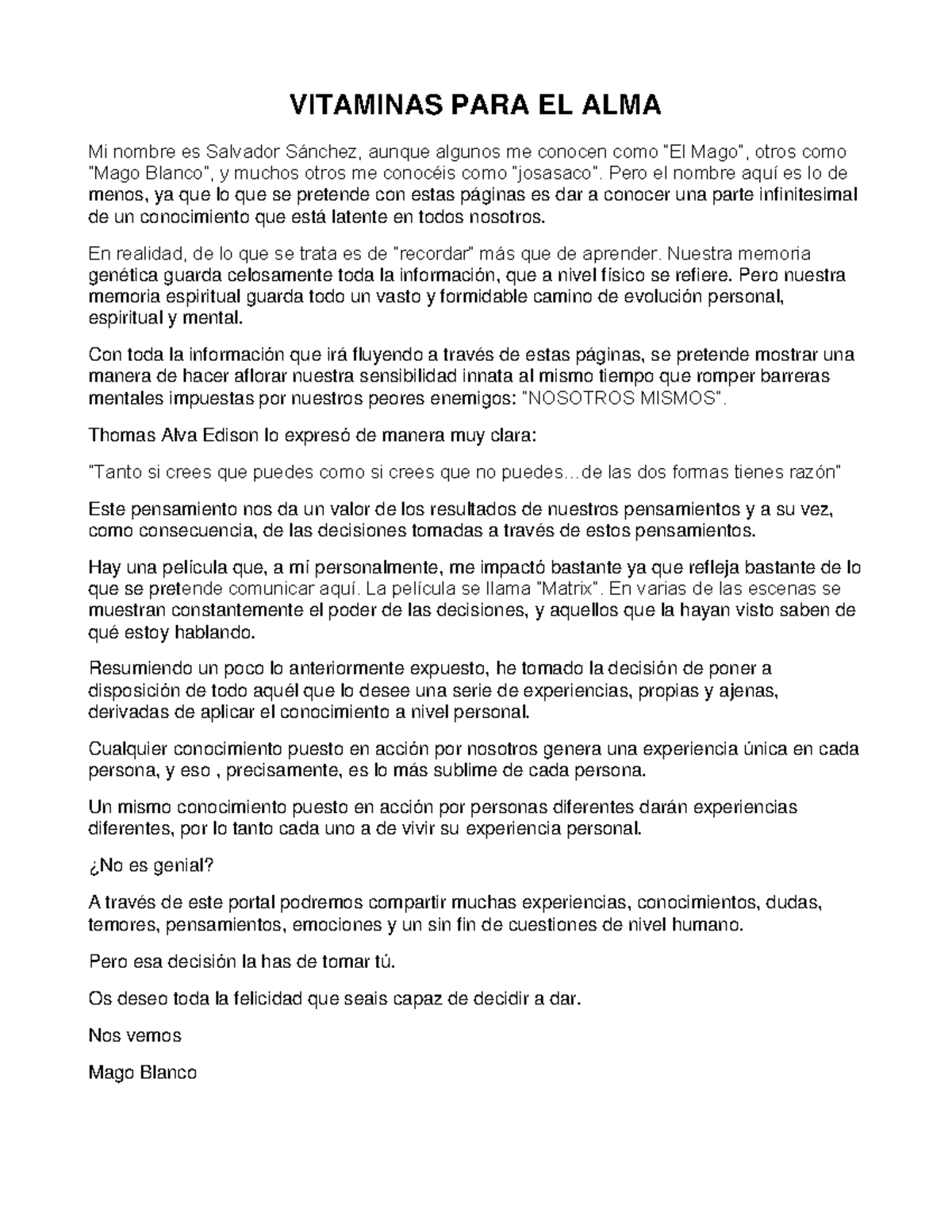 Vitaminas Para El Alma - Bases de Datos - VITAMINAS PARA EL ALMA Mi ...