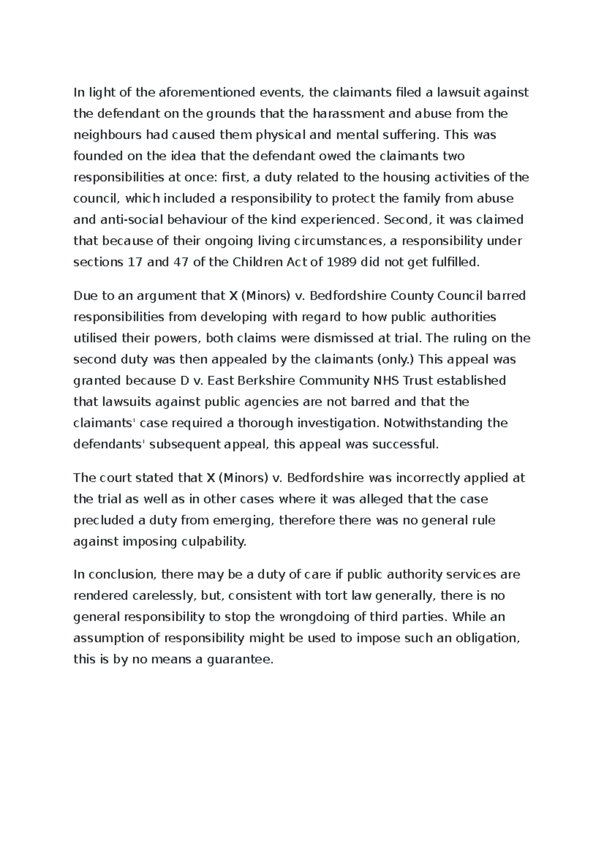Criminal law 85 - In light of the aforementioned events, the claimants ...