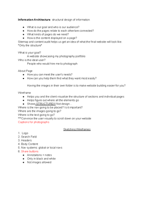 Web Design notes - A sitemap gives structure to the entire site ...