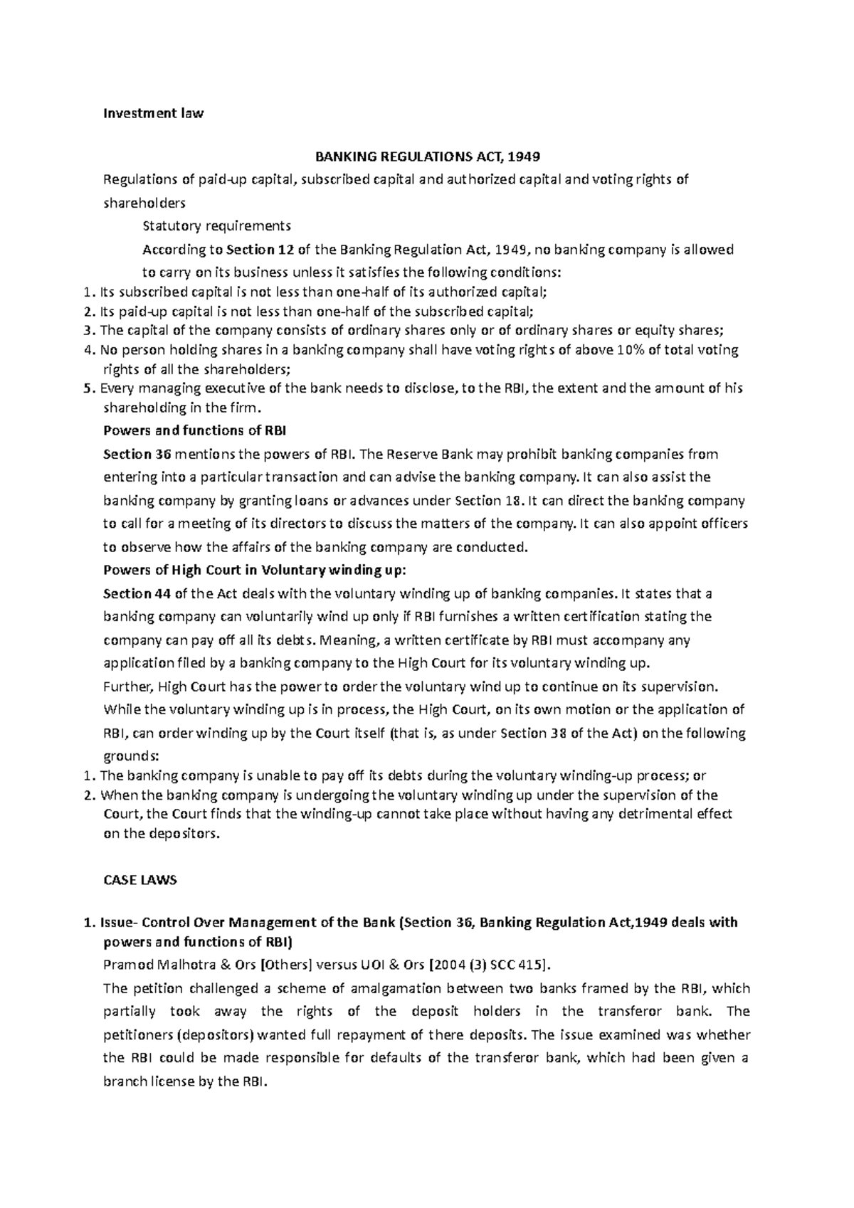 Investment Law Notes Investment Law BANKING REGULATIONS ACT 1949 investment-law-notes-investment-law-banking-regulations-act-1949