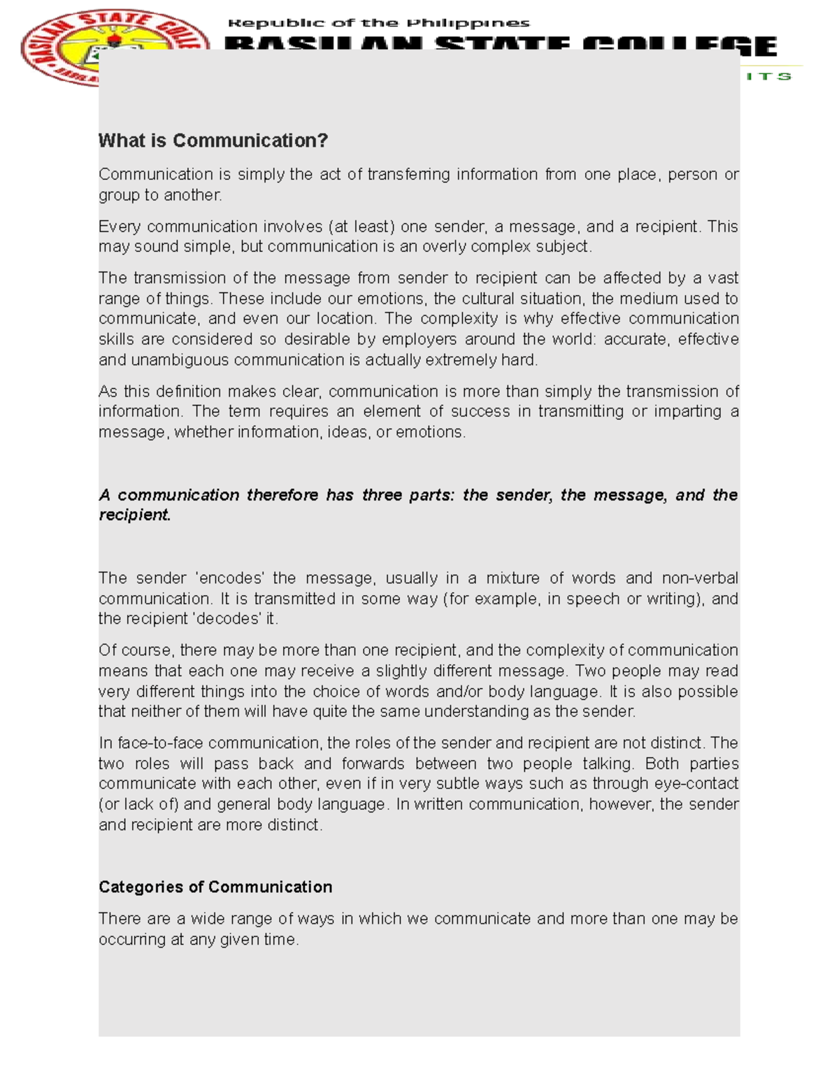 Documentation and Communicatiom - What is Communication? Communication ...