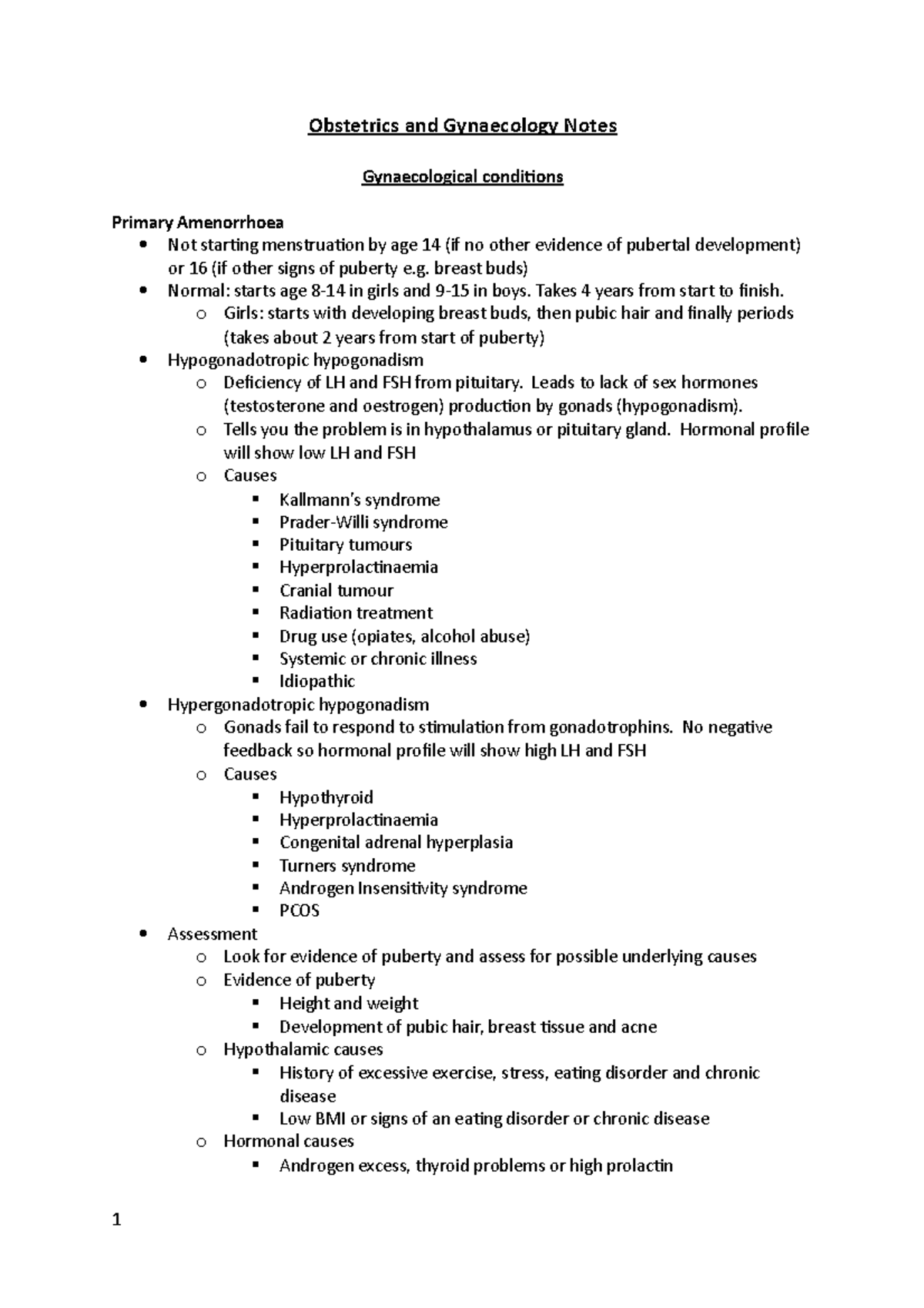 Obstetrics and Gynaecology Notes - Obstetrics and Gynaecology Notes ...