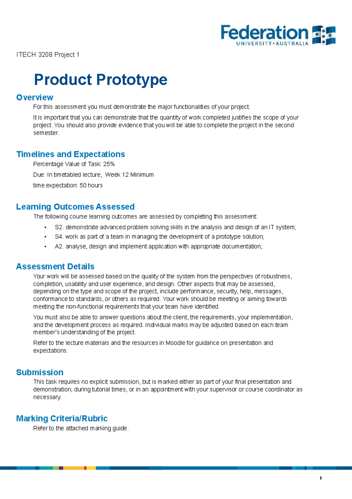 Assessment - Product Prototype - ITECH 3208 Project 1 Product Prototype ...