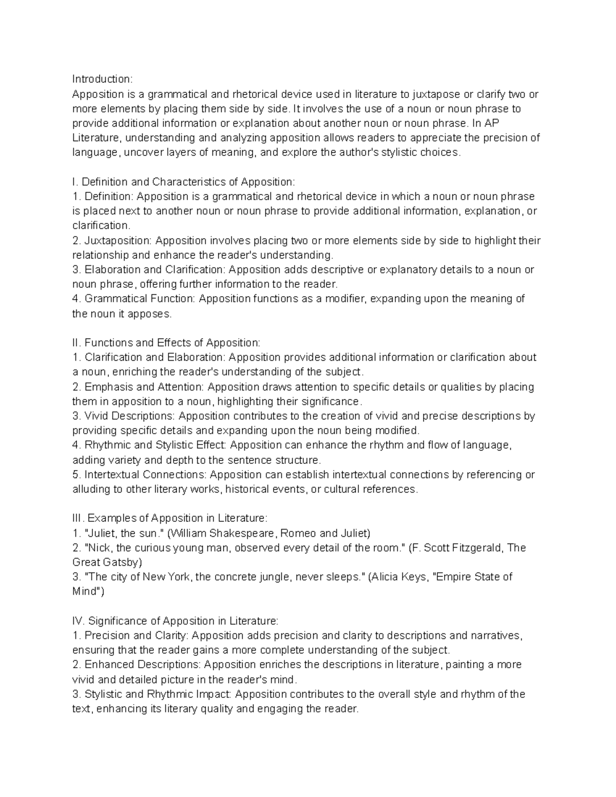 Apposition in AP Literature - Introduction: Apposition is a grammatical ...