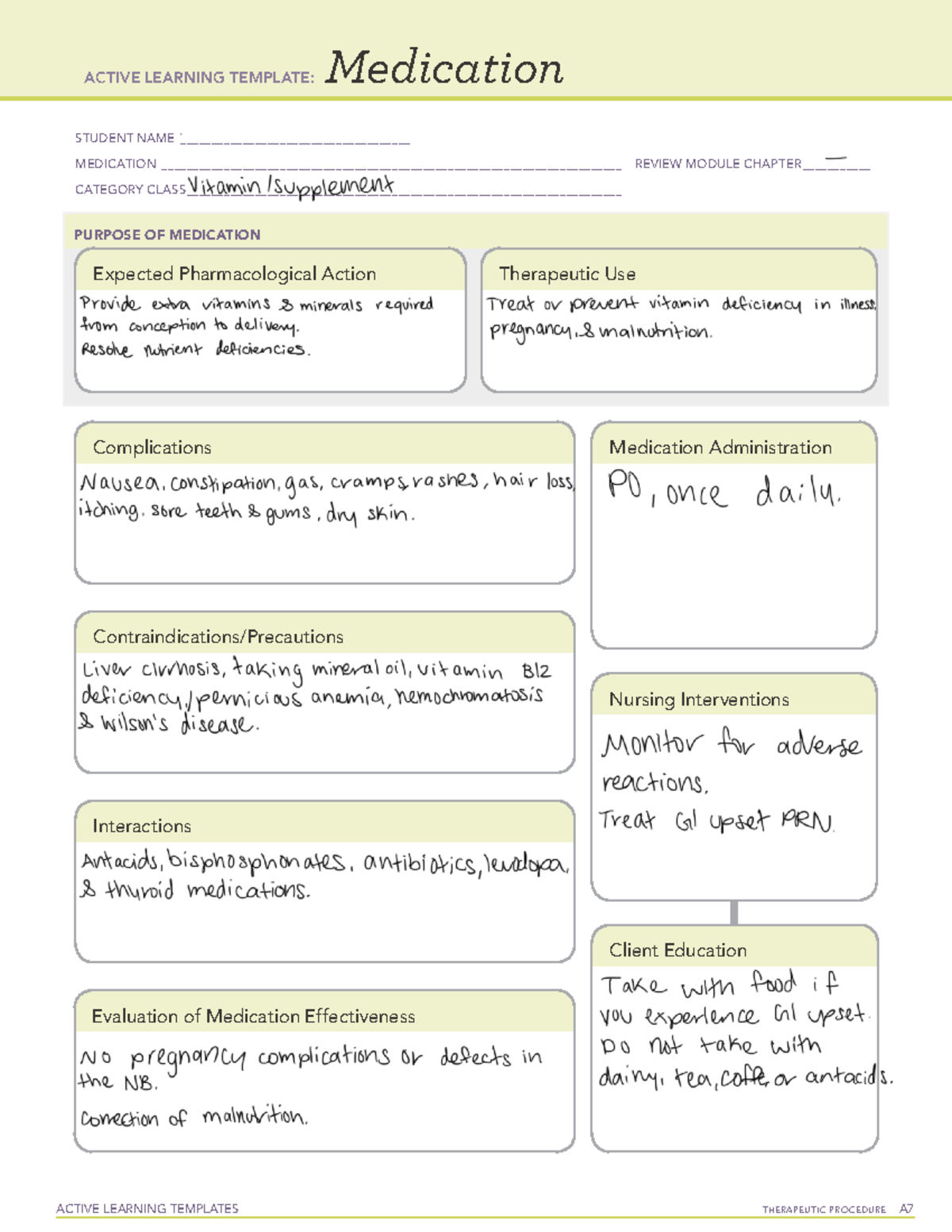 Active Learning Template medication - ACTIVE LEARNING TEMPLATES ...