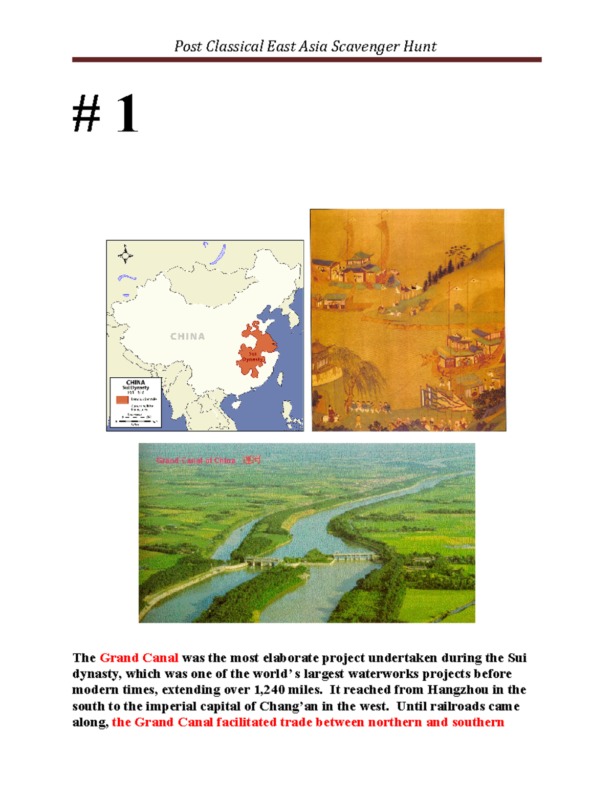 PC East Asia Scavenger Hunt 2019 for Canvas - # 1 The Grand Canal was ...