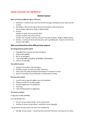 NATS1022 Functional Anatomy Lab Guide 1 - NATS1022 Functional Anatomy ...