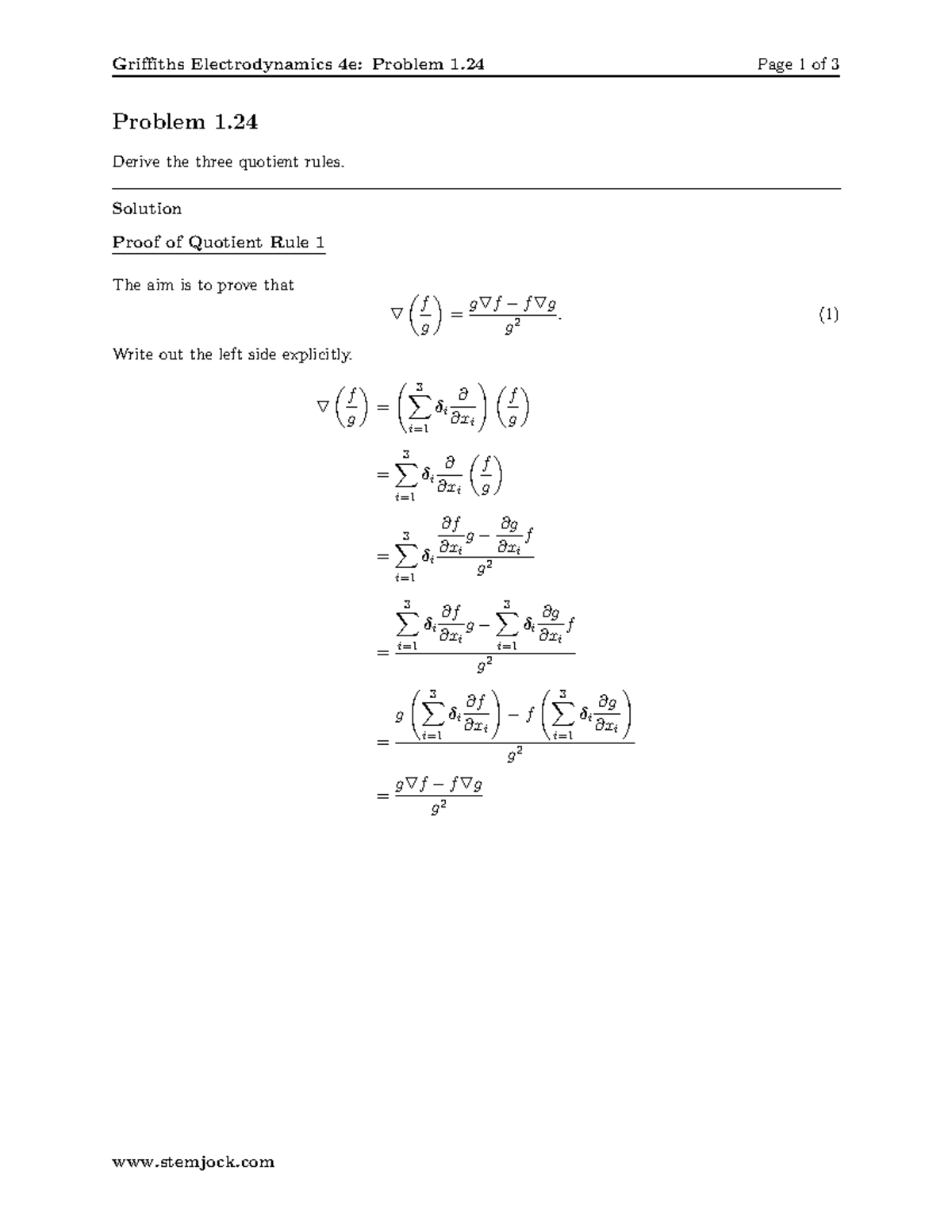Griffiths ED 4e Ch1p24 - Griffiths Electrodynamics 4e: Problem 1 Page 1 ...