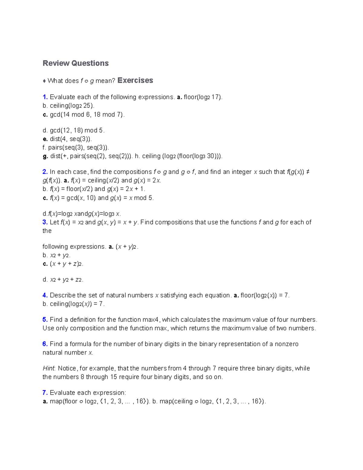 Review Questions Review Questions What Does F G Mean Exercises