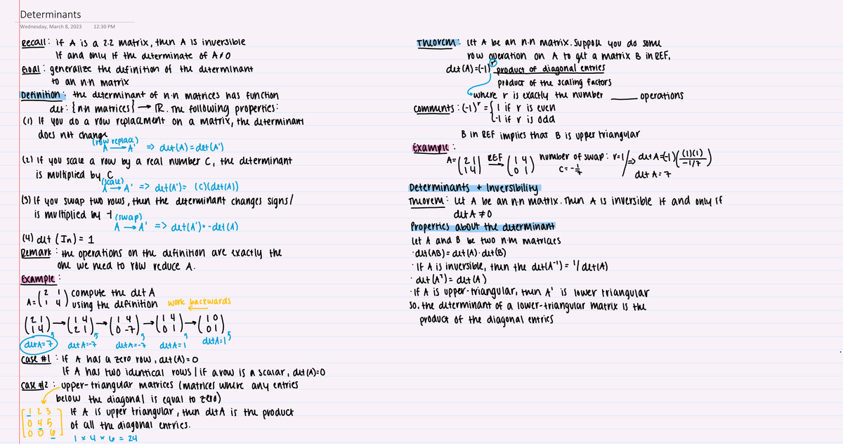 Determinants - MATH 1553 - Studocu