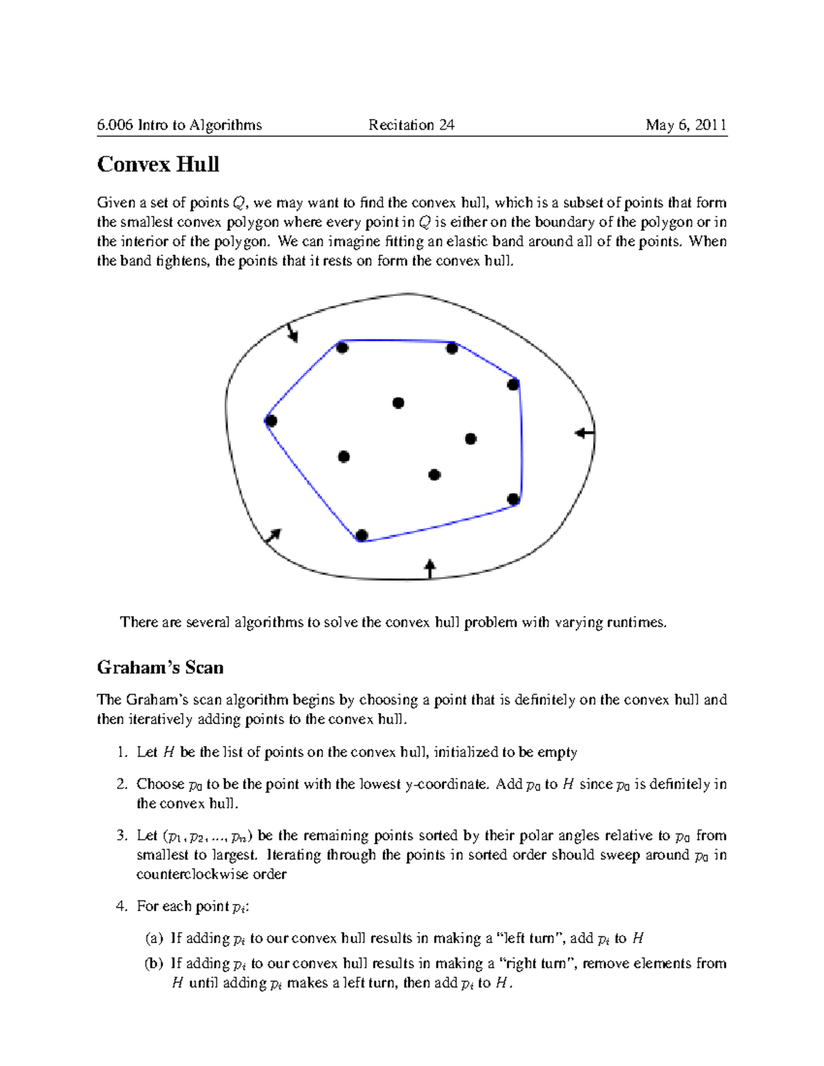 Rec24 Advanced Data Structures 6 Intro To Algorithms Recitation 24 May 6 2011 Convex Hull