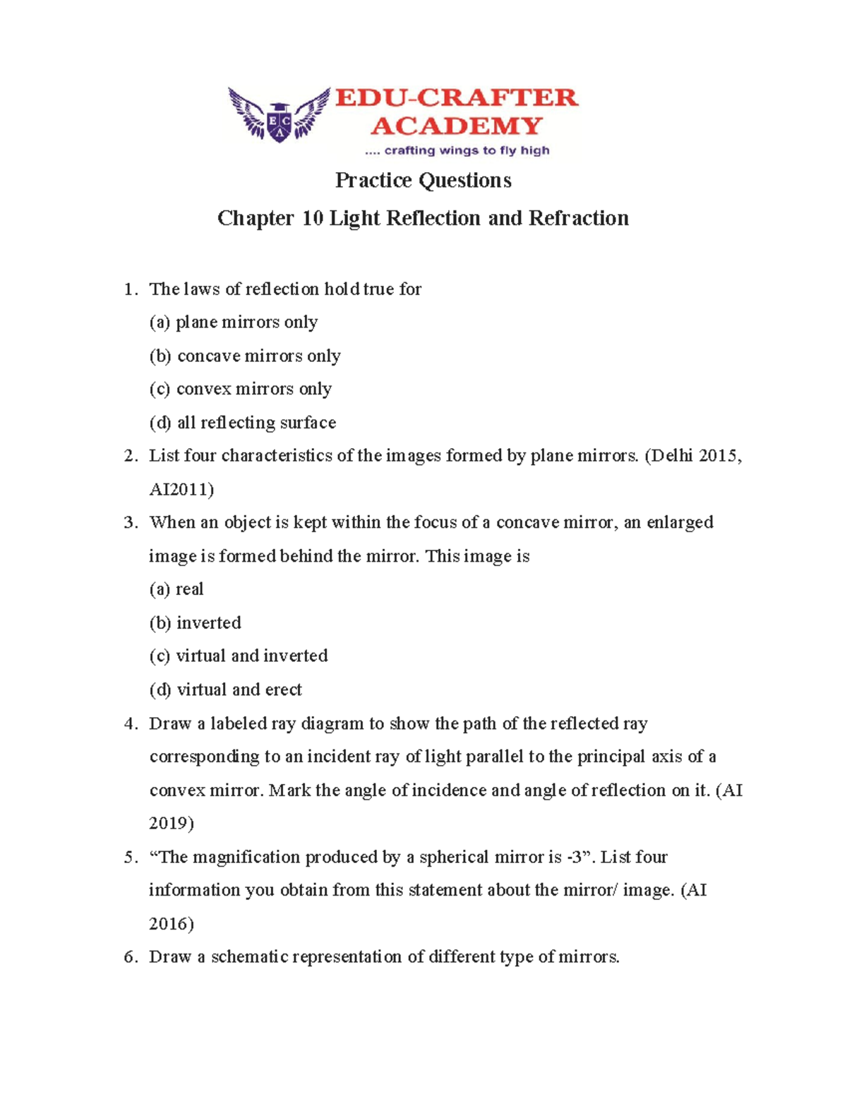 Class 10 Chapter 10 extra questions - Practice Questions Chapter 10 ...