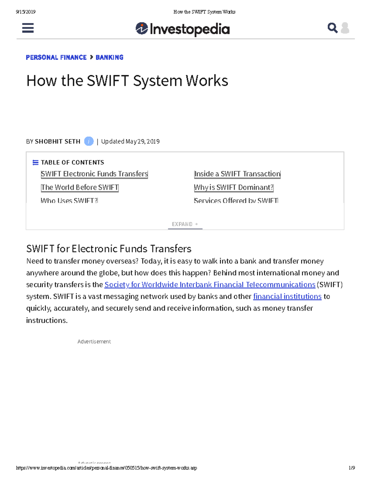 How the Swift System Works - PERSONAL FINANCE BANKING BY SHOBHIT SETH ...