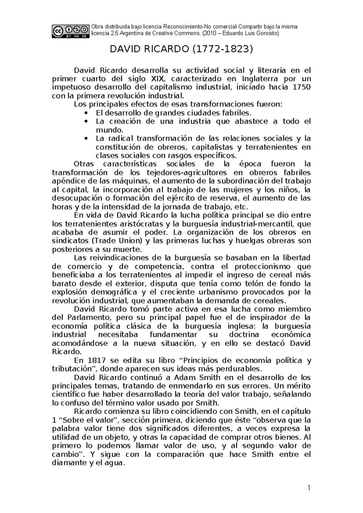 03 davidricardo - DAVID RICARDO (1772-1823) David Ricardo desarrolla su ...