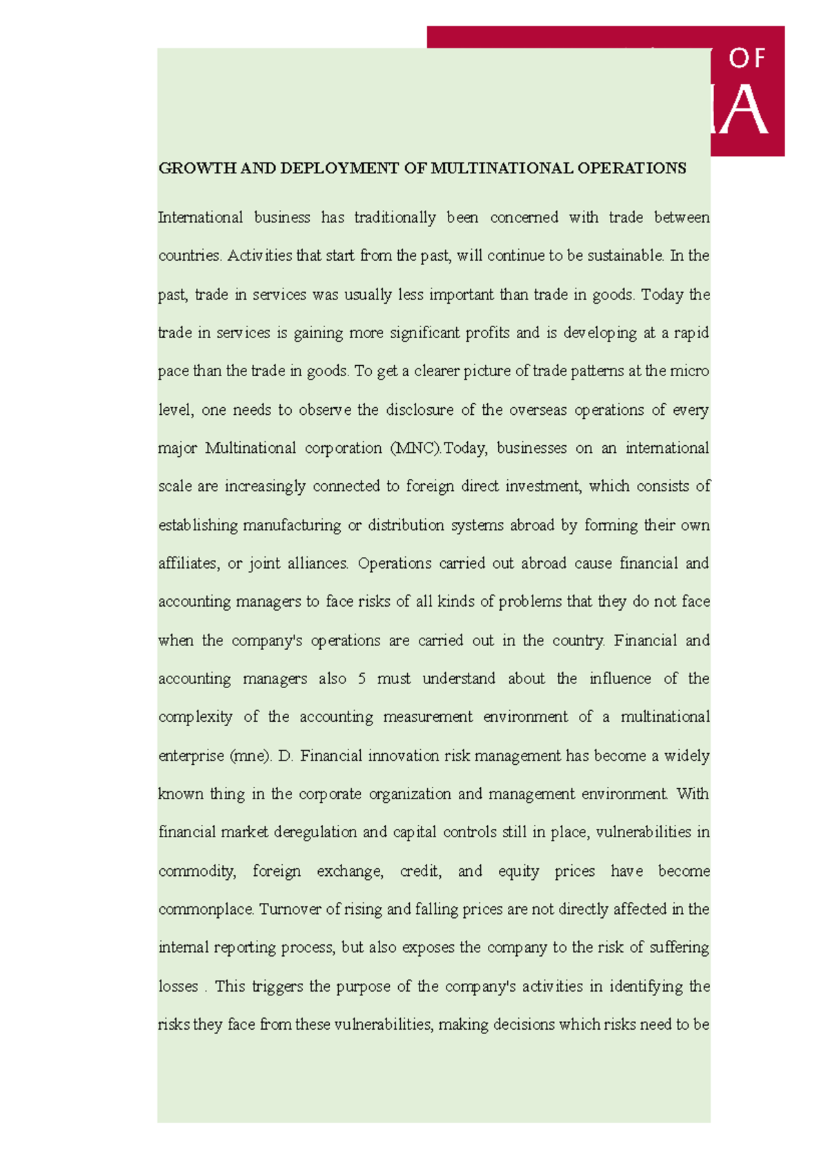 Documents Accounting - Growth AND Deployment OF Multinational ...