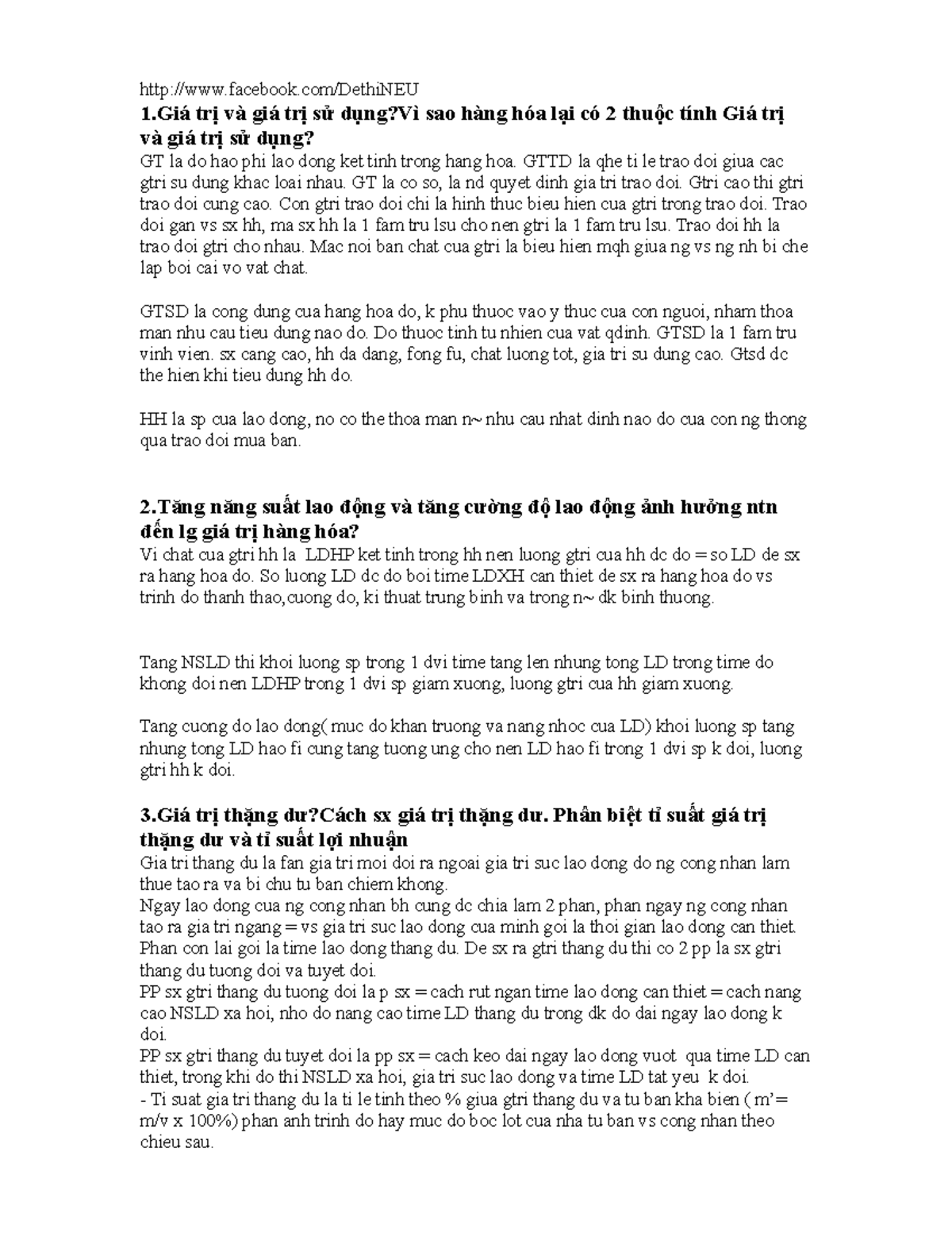 Cau hoi tu luan triet 2 - 1á trị và giá trị sử dụng?Vì sao hàng hóa lại ...