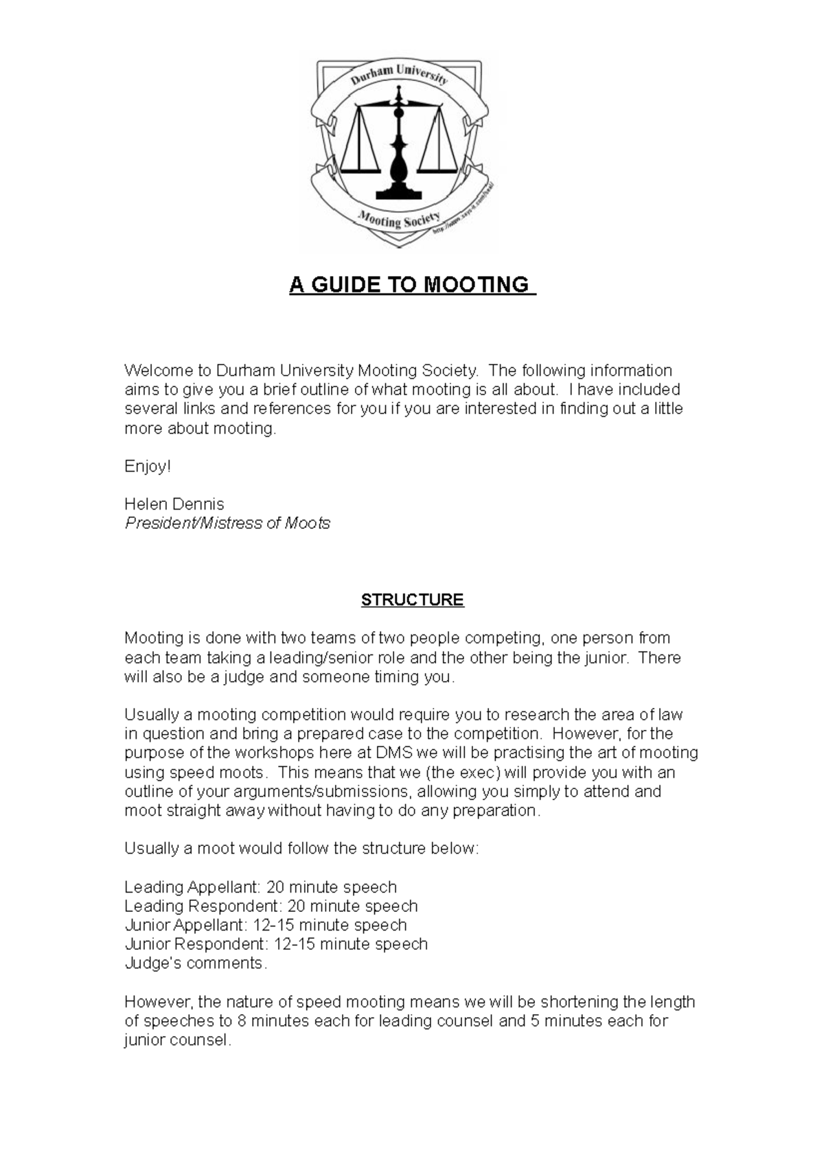 Mootingguide - Mooting Guide from Durham University - A GUIDE TO ...