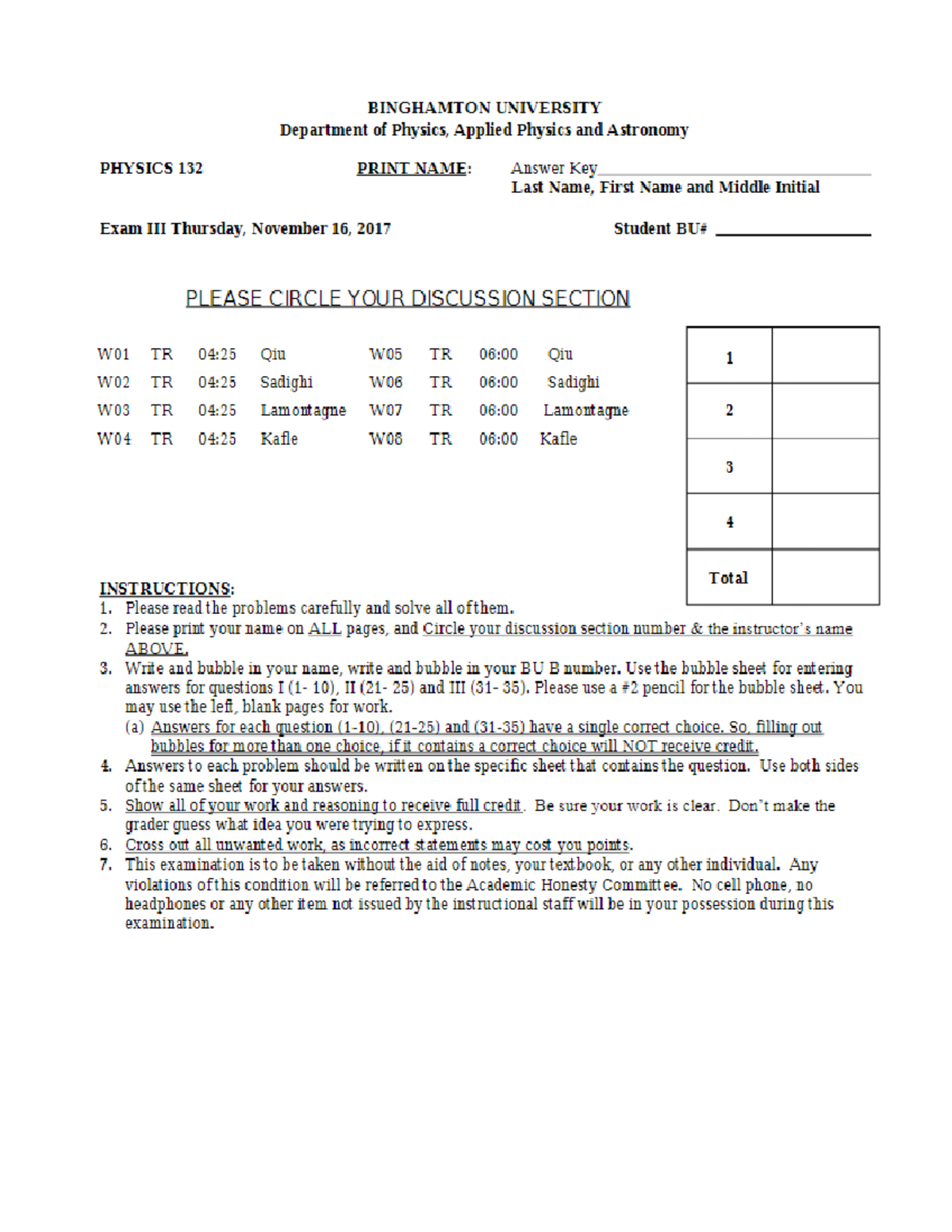 Physics 132 Exam 3 - afsfw fw wrdfs c xrge gertet - BINGHAMTON ...