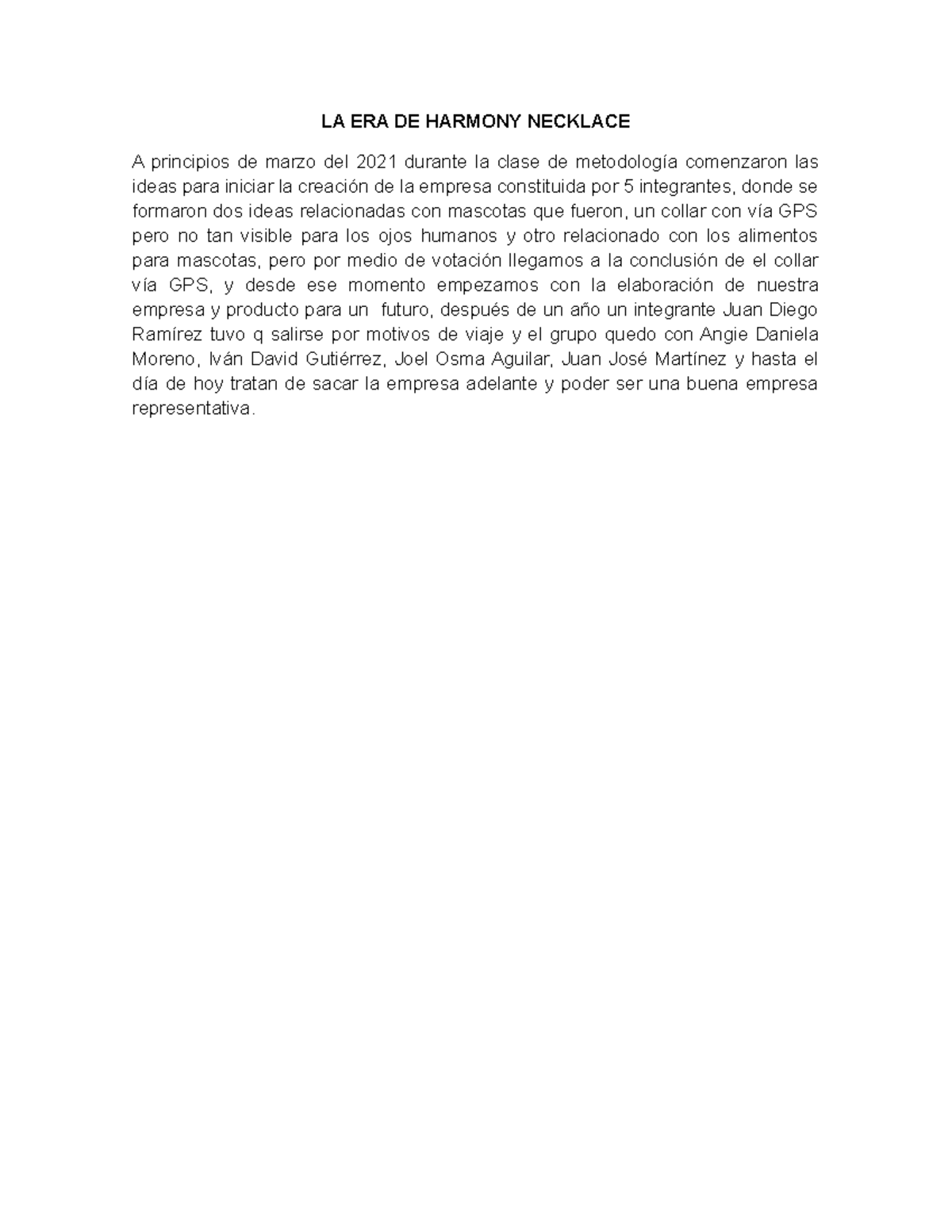 La era - escription - LA ERA DE HARMONY NECKLACE A principios de marzo ...