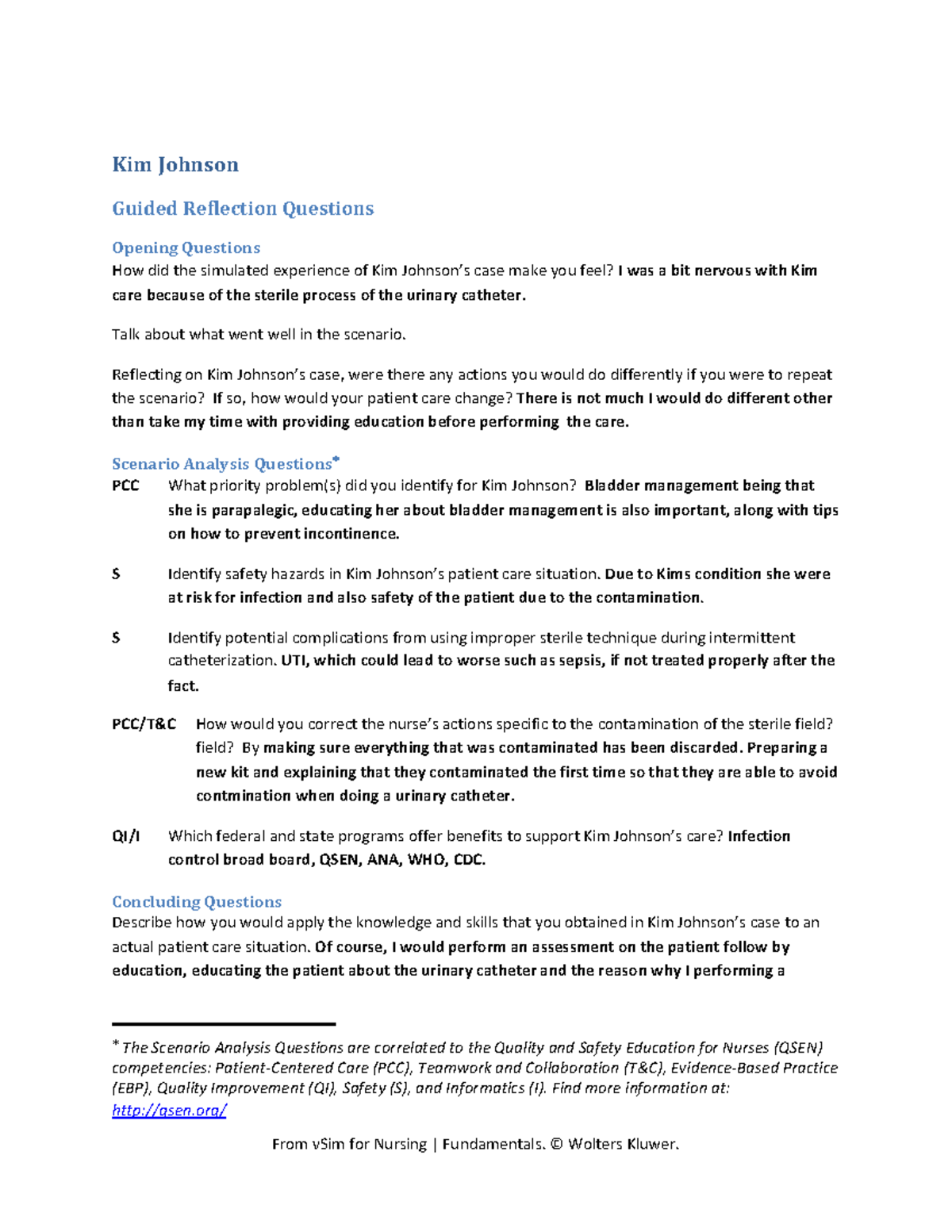 Kim Johnson - By. - From vSim for Nursing | Fundamentals. © Wolters ...