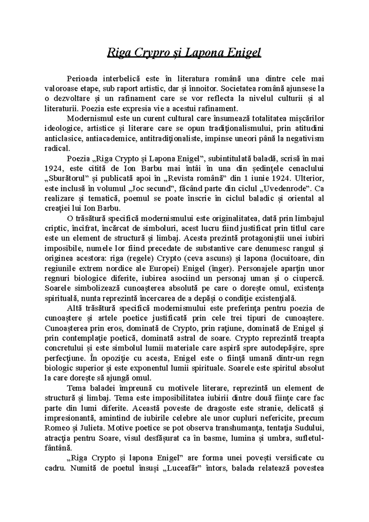 Eseu Riga Crypro și Lapona Enigel - Riga Crypro și Lapona Enigel ...