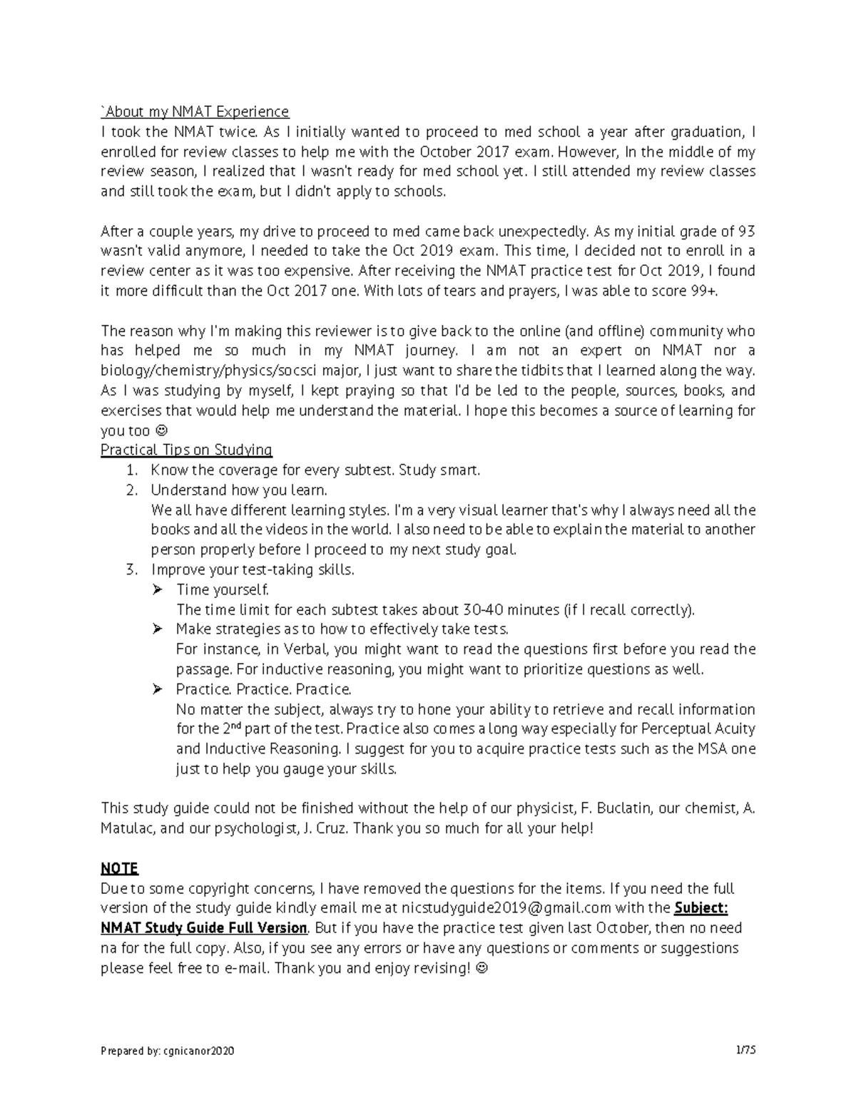 [2019 ] CEM Ratio - this is a useful - `About my NMAT Experience I took ...