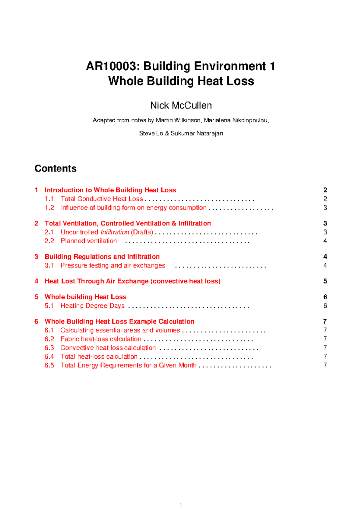 Whole Building Heat Loss notes - Whole Building Heat Loss Nick McCullen ...
